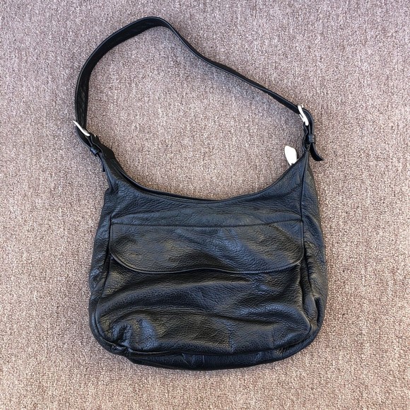 Libaire | Bags | Libaire Pebbled Black Leather Shoulder Boho Satchel ...